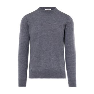 Paolo Pecora Feiner Merinowolle Rundhalsausschnitt Pullover Grau - - Knitwear - Herren - Grau - S
