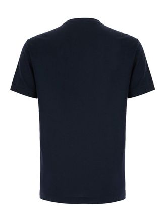Giorgio Armani Logo-Embroidered Address Print T-Shirt - Navy