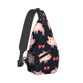Generic Sacoche Port&eacute; &eacute;paule Cochon rouge mignon Antivol Sac De Poitrine Multifonction Sac &agrave; Dos Militaire pour &eacute;cole Cyclisme Randonn&eacute;e