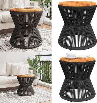 vidaXL Vidaxl - Couchtisch mit Drahtgestell Schwarz &oslash; 45x44 cm Akazienholz - Esszimmertisch - Couchtisch - Holzm&ouml;bel - Akzidenzholzttisch - Moderner