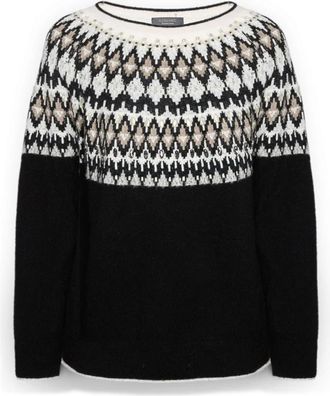 Elena Miro Femme, Pulls, Noir, Taille: 42 FR Pull Fair Isle Brod&eacute; Main