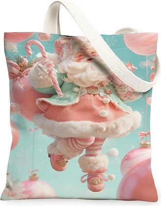 Generic Sac fourre-tout en toile avec motif P&egrave;re No&euml;l - R&eacute;utilisables - L&eacute;gers - Lavables, p&ecirc;che, 13x15 Inch
