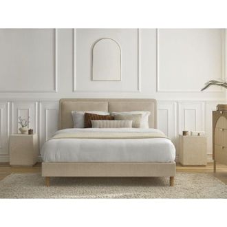 BOBOCHIC Bobochic - Lit mara tissu texturé avec lattes massives 180x200 Beige