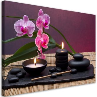 Feeby Bild Auf Leinwand Orchidee Zen Spa 60x40 cm 1 tlg Schlafzimmer Modern Vlies Leinwandbilder Bild auf Leinwand Kunstdruck Wand Wanddeko Design Wohnzimme