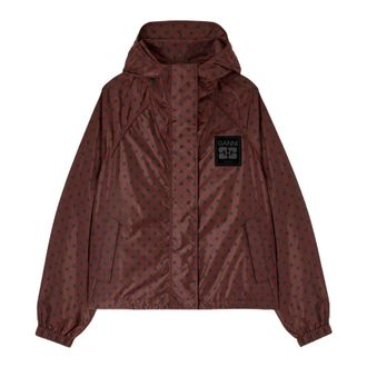 Ganni Jacke aus bedrucktem Nylon - - Jackets - Damen - Braun - XS