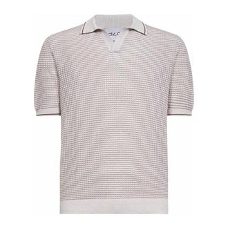 D4.0 Jacquard-Strick T-Shirt mit V-Ausschnitt aus Baumwolle - - Knitwear - Herren - Beige - XS