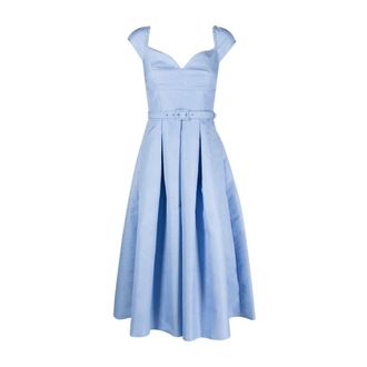 Self Portrait Femme, Robes, Bleu, Taille: 34 FR Taffeta Midi Dress
