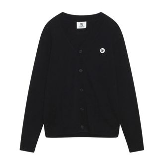 Wood Wood Femme, Pulls, Noir, Taille: 36 FR LEO Lambswool Cardigan
