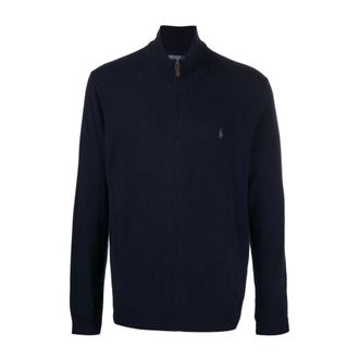 Polo Ralph Lauren Pull Bleu en Laine &agrave; Fermeture &Eacute;clair - Homme - Pulls - Bleu - Taille: M
