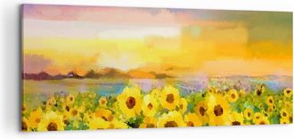 Arttor Wandbilder Dekoration Wohnzimmer Sonnenblumen Blume Panorama Bilder auf Leinwand 120x50cm Leinwandbild Schlafzimmer Küche Wand Kunstdruck Art Groß Wan