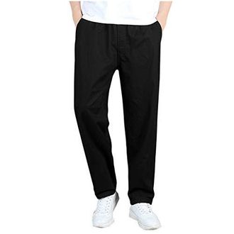 Generic Pantalon chino d&eacute;contract&eacute; pour homme - Pantalon de sport ample avec poches - Taille &eacute;lastique - Pantalon chino avec poches - Pantalon de travail noir