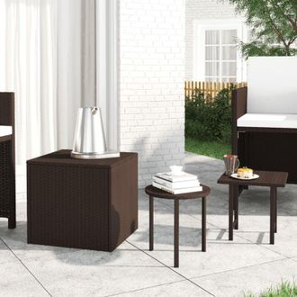 vidaXL Garten-Beistelltische 3 Stk. Braun Poly Rattan Vidaxl