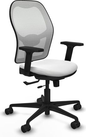 Piqueras y Crespo B&uuml;rostuhl mit wei&szlig;en Rollen, 2D-Arme, h&ouml;henverstellbare Lendenwirbelst&uuml;tze, ausgestattet mit Syncro/Traslack und injiziertem Schaumstoff, Wei&szlig; / Wei&szlig;