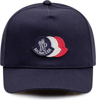 Moncler unisex, Accessoires, Bleu, Taille: L Casquette de baseball en coton avec logo tricolore