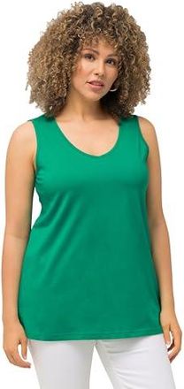 Ulla Popken Femme Grandes Tailles Top V, Coupe ajust&eacute;e, Fentes &eacute;meraude 54+ 724584457-54+