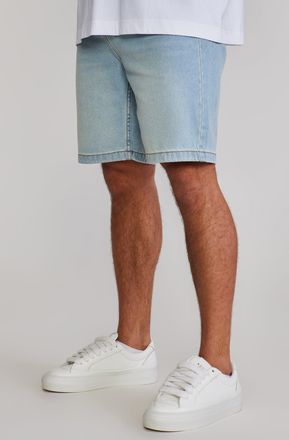 Siksilk Herren gewaschene hellblaue Denim-Shorts 38