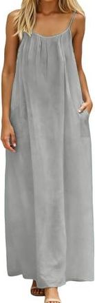 Generico Robe d&eacute;t&eacute; pour femme &eacute;l&eacute;gante, confortable et respirante - Robe maxi - Vacances &agrave; la plage - En un seul &eacute;tat - Couleur unie - L&eacute;g&egrave;ret&eacute; - Robe de plage