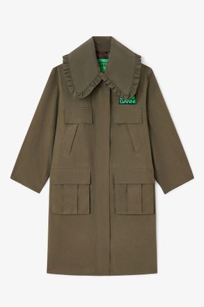 Ganni x Barbour Langer Mantel in Grün - Größe 32