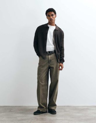 Mango Strickjacke mit durchgehender Knopfleiste in Braun