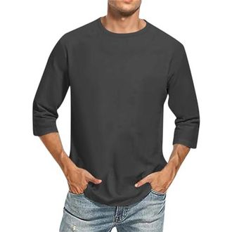 Generic T-shirt de sport l&eacute;ger &agrave; col rond pour homme, &eacute;l&eacute;gant, classique, confortable, respirant, extensible, d&eacute;contract&eacute;, pour la gym, la course &agrave; pied, lent