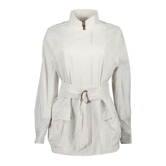 Fendi Gestreifte Taillierte Jacke Fr&uuml;hling-Sommer 2025 - - Jackets - Damen - Wei&szlig; - XS
