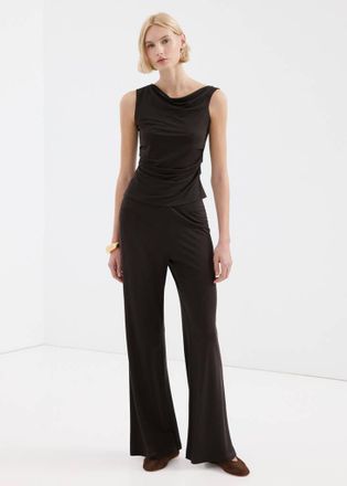 Mango Top asym&eacute;trique col b&eacute;nitier marron - Femme - XS - MANGO