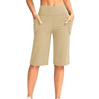 Generic Pantalons imprim&eacute;s pour femme - Short de yoga d&eacute;contract&eacute; en lin - Capri - Plage, kaki, XXL