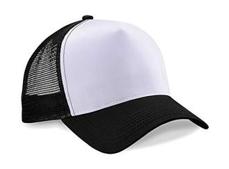 Beechfield B645 Vintage Snapback Trucker Cap - Black/White - One Size