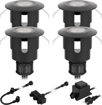 LEDs Com LED Bodeneinbauleuchte ATRIA für außen, IP65, schwarz, rund, 40mm Ø, kaltweiß 4er Set