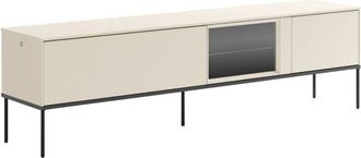 Selsey Selsey Bellezo - TV-Lowboard mit beleuchteter Glasvitrine 196 cm, Creme
