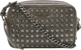 Prada Pre-owned Vitello Phenix Sac Bandouli&egrave;re Strass 1Bh103 - Femme - Pre-owned - Brun - Taille: ONE Size