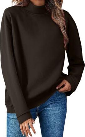 Generic Pull pour femme - Couleur unie - Haut surdimensionn&eacute; - Col rond - Manches longues - Automne - Hiver - D&eacute;contract&eacute; - Confortable - Tendance - Confortab