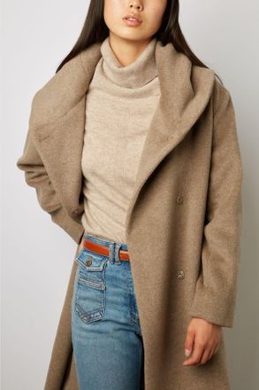 Gerard Darel Manteau col ch&acirc;le en laine vierge et angora - SEMRA - Muscade