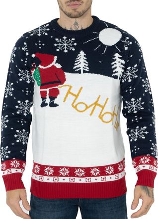 Noroze Herren Unisex Retro H&auml;sslich Frech Gestrickt Weihnachten Pullover Strickpullover Top XXL Ho Ho Santa- Sahne