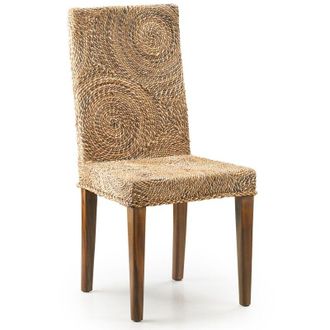 Les Tendances Chaise en bois massif dacajou et rotin Banoa