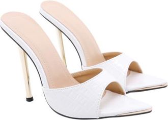 Yardwe Sandales à Talons Pointues pour Femme Slippers Blancs Élégants à Talons Fins Chaussures pour Réceptions et Usage Quotidien Confort Respirant