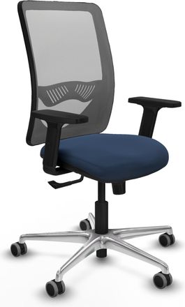 Piqueras y Crespo Armlehnenstuhl Zulema, h&ouml;henverstellbare Lendenwirbelst&uuml;tze, ausgestattet mit 3 Positionen und Schneidschaum, mit Rollen 65 mm, Parkett, Grau/Marinebl