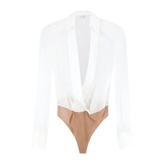 Elisabetta Franchi Body mit V-Ausschnitt - - Tops - Damen - Wei&szlig; - S