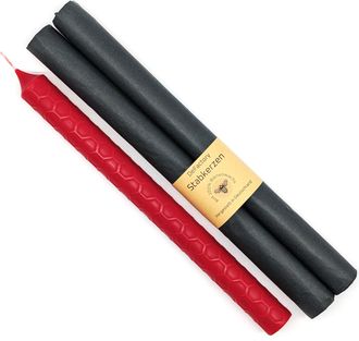 Generic Stabkerzen 100% Bienenwachs Honigwaben Muster 2 St&uuml;ck Brenndauer ca. 14 Stunden H&ouml;he 25 cm, &Oslash; 2,2 cm Premium Kerzen durchgef&auml;rbt Tafelkerze Haushaltsk