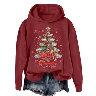 Generic Sweat à capuche de Noël 2025 pour femme - Imprimé dHalloween décontracté - Pour les loisirs - Pour les fêtes dentraînement, les cadeaux de Noël, borde