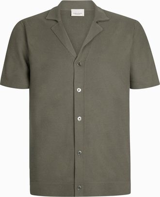 Profuomo Strick-Kurzarmhemd mit Variokragen und Perlmuttkn&ouml;pfen in