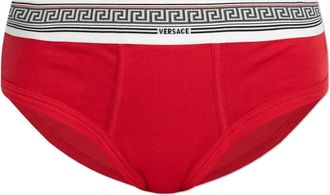 Versace Femme, Sous-v&ecirc;tements, Rouge, Taille: 42 FR Slips en jersey de coton c&ocirc;tel&eacute;