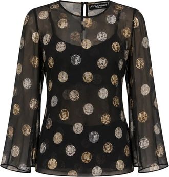 Dolce & Gabbana Seiden-Satin-Bluse - - Blouses & Shirts - Damen - Schwarzk - M