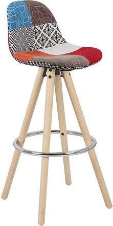 Woltu Woltu - Tabouret de Bar en Lin avec dossier Si&egrave;ge de Cuisine Pied en bois avec Repose-Pied, Multicolore