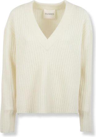 Closed Femme, Pulls, Beige, Taille: 38 FR V Neck Rib