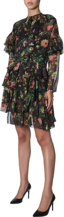 Msgm Asymmetrical Chiffon Dress - Black