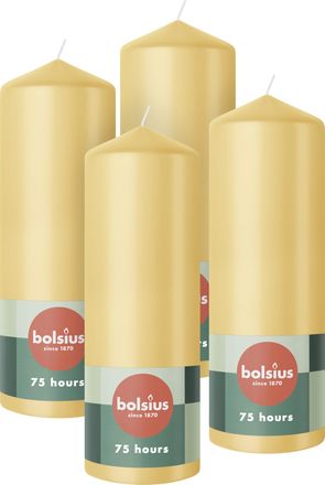 Bolsius Bolsius Glatte Stumpenkerzen - Beige - 4 St&uuml;ck - 20 x 7 cm - Dekorative Haushaltkerzen - L&auml;nge Brenndauer 75 Stunden - Unparf&uuml;mierte - Enth&auml;lt Nat&uuml;rli