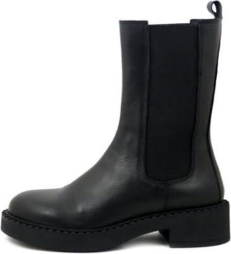 OSVALDO PERICOLI Bottines pour femme Beatles en cuir noir avec &eacute;lastique, talon bas - 8240, Noir, 37 EU