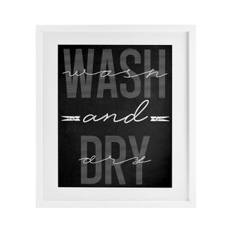 Stupell Industries Wash and Dry Kunstdruck mit Rahmen, Motiv unter Glas, Design von Marcus Prime, 40,6 x 33 cm, Schwarz