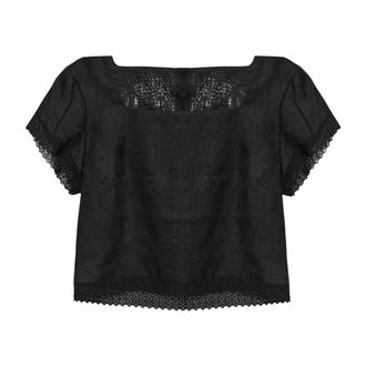 Poss&eacute; Alfie Leinen-Oberteil - - Blouses & Shirts - Damen - Schwarzk - M